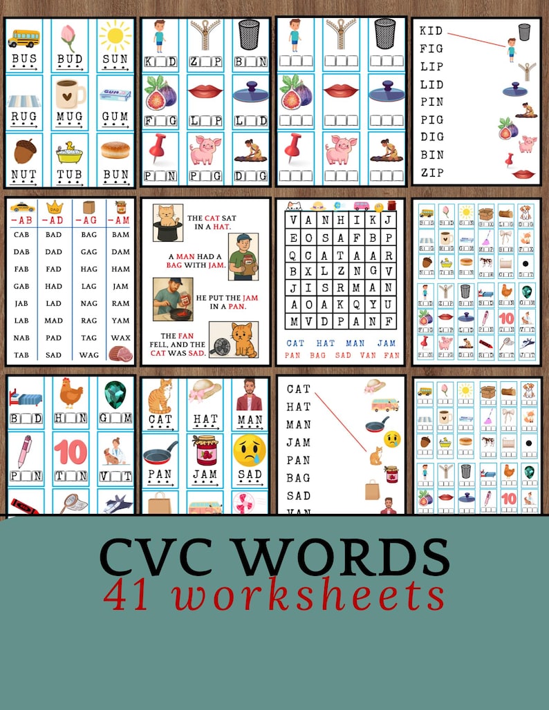 CVC Words Reading Printable, Phonics Worksheets, Preschool Activity ...
