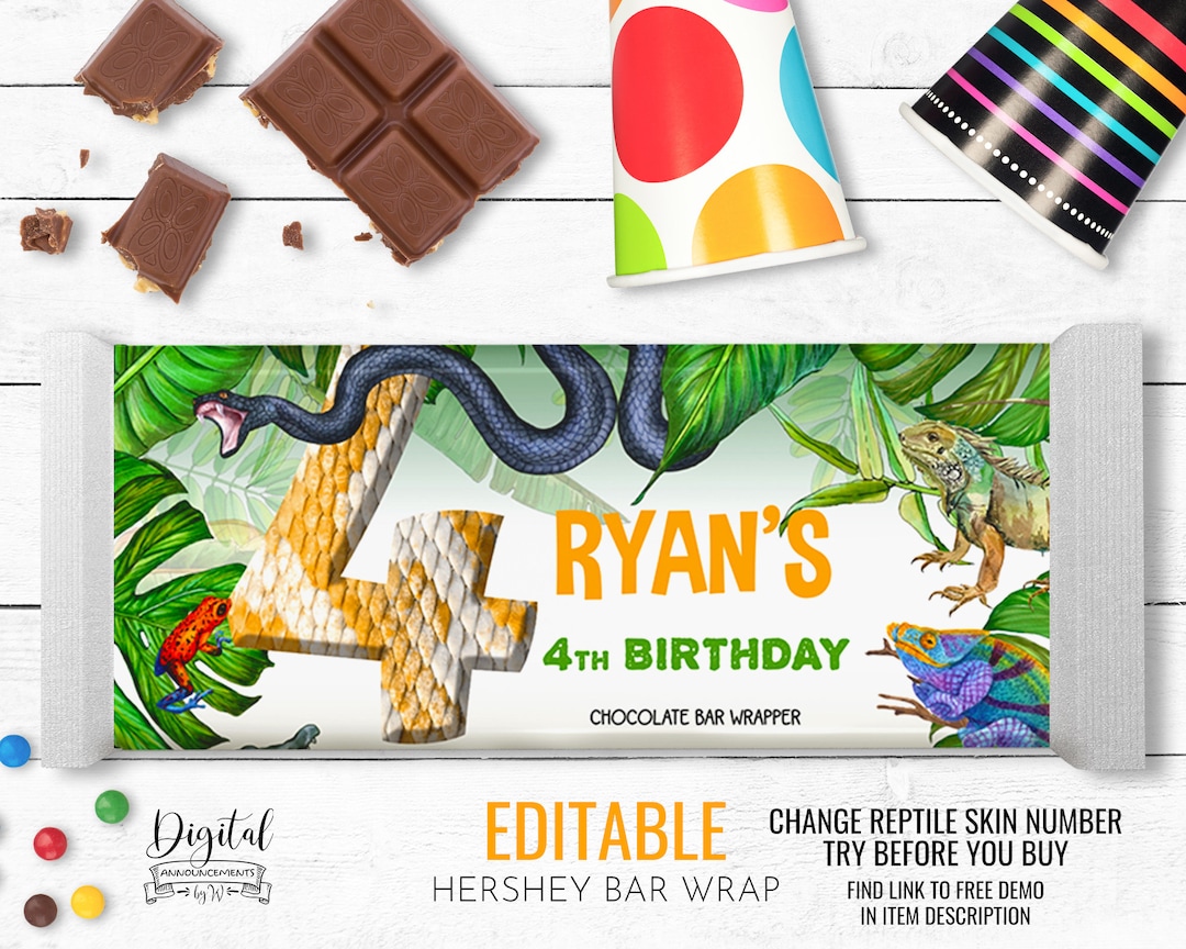 Editable Candy Bar Wrapper Template Reptile Skin Numbers. - Etsy.de