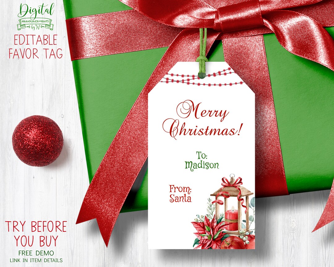 Editable Christmas Gift Tag Template. Christmas Gift Tags - Etsy