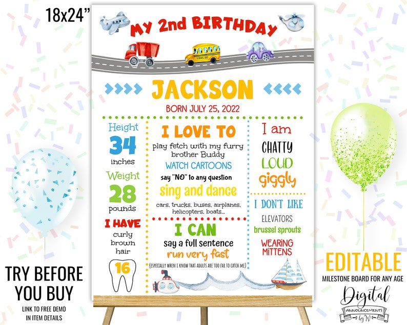 Editable Milestone Board Template, Vehicles, Aircrafts and Vessels ...