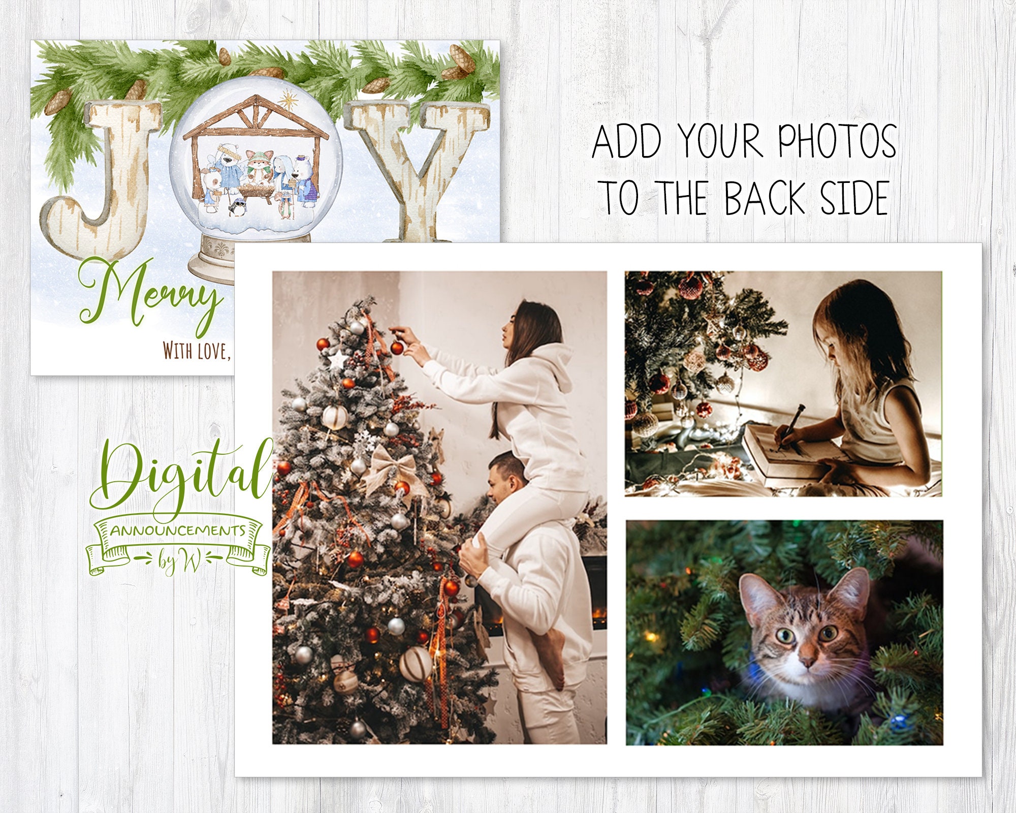 Editable Christmas Card for Kids. Nativity Scene Snow Globe - Etsy