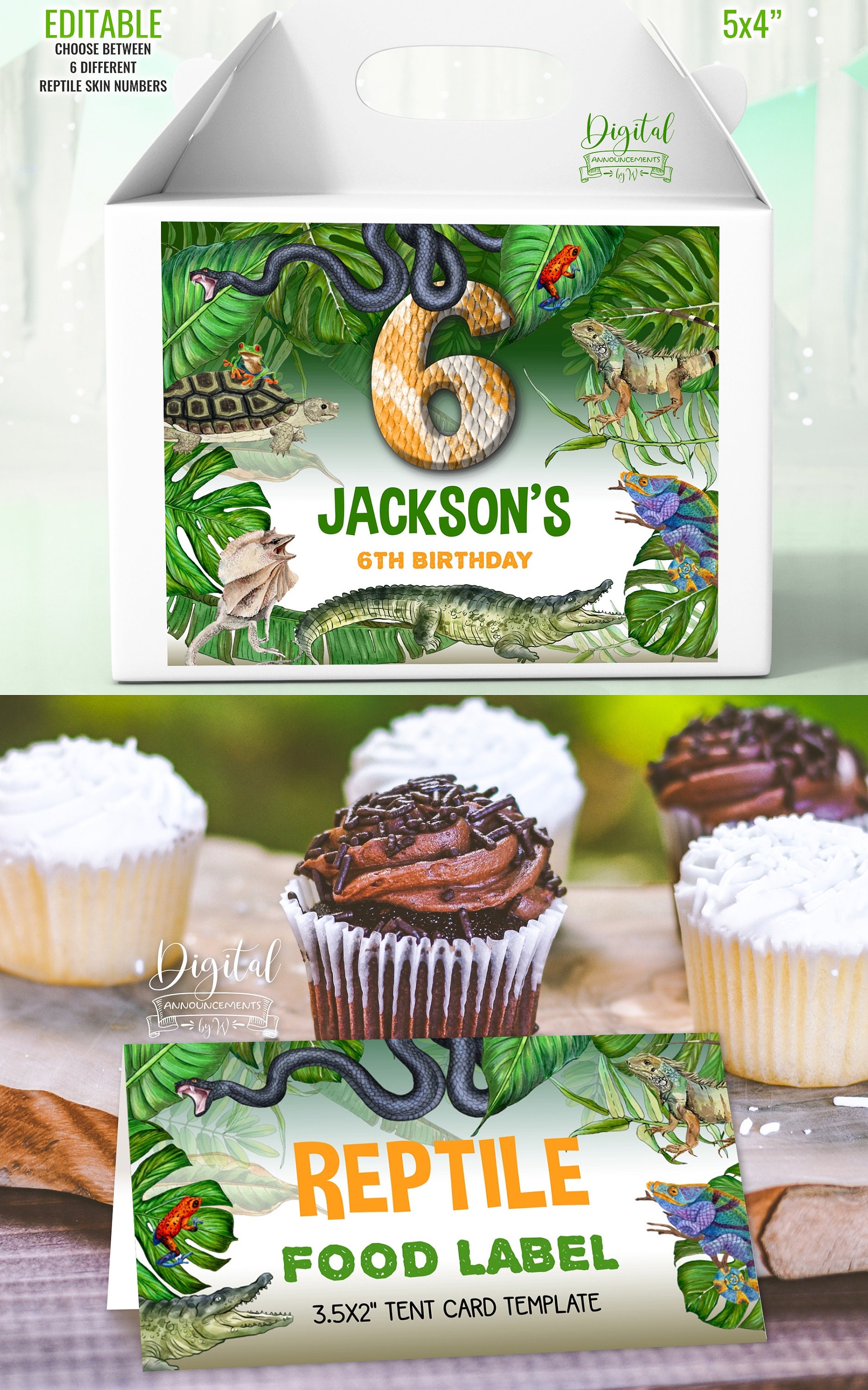 Reptile Birthday Bundle Template. Editable & Instant Download Reptile ...