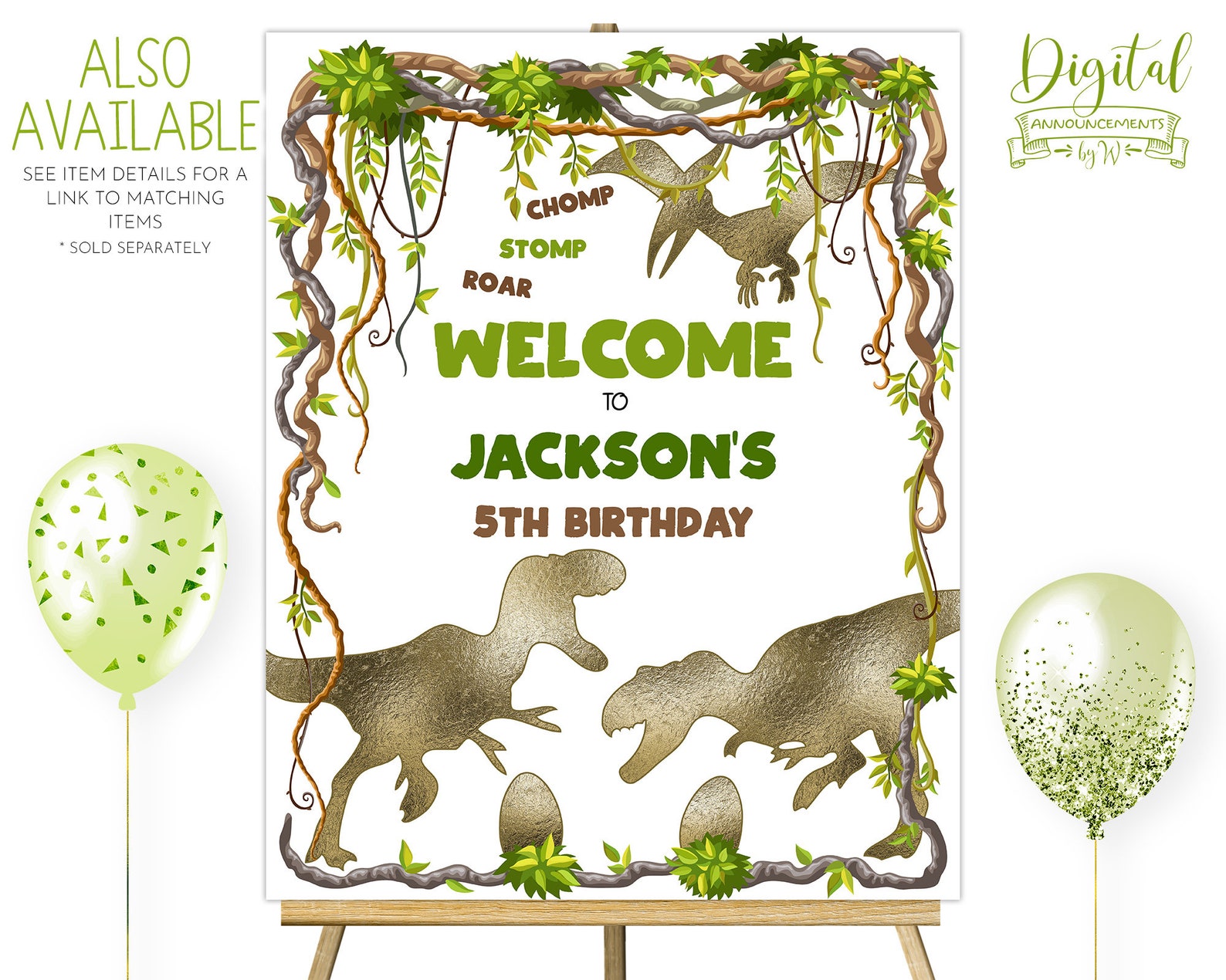 Dinosaur Birthday Sign. T Rex Editable Welcome Birthday Sign. | Etsy