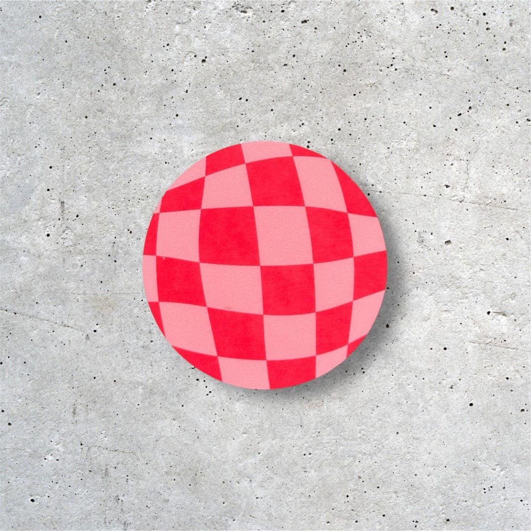 Illusion Red and Pink Checkered Badge Face - Etsy