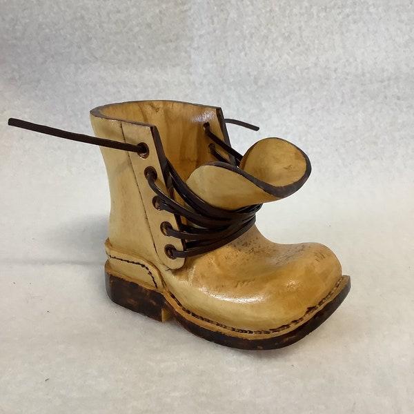 Carved Wood Boot - Etsy