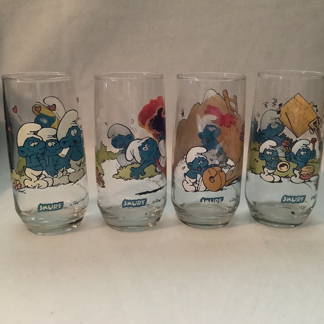 Set of 4 Smurf Drinking Glasses - Etsy