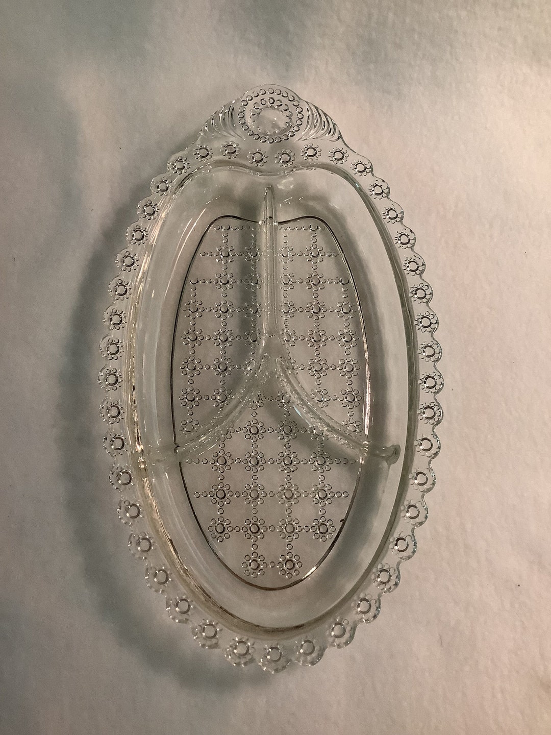 Vintage Hazel Atlas Pressed Glass Oval Divided Dish, Relish Tray - Etsy