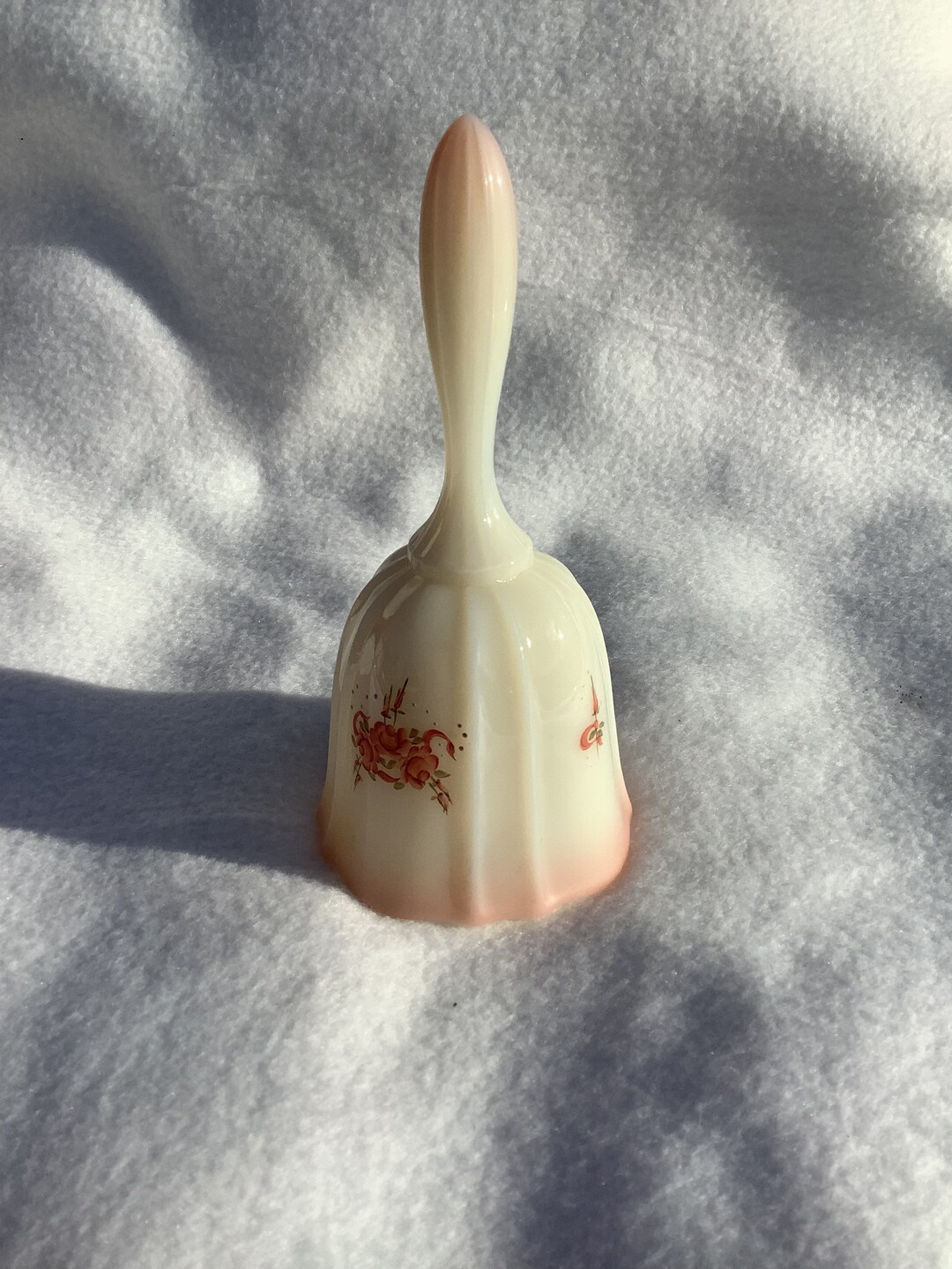 Vintage Hand Painted Fenton Bell, Pink & Cream, Painted by S. Hart - Etsy