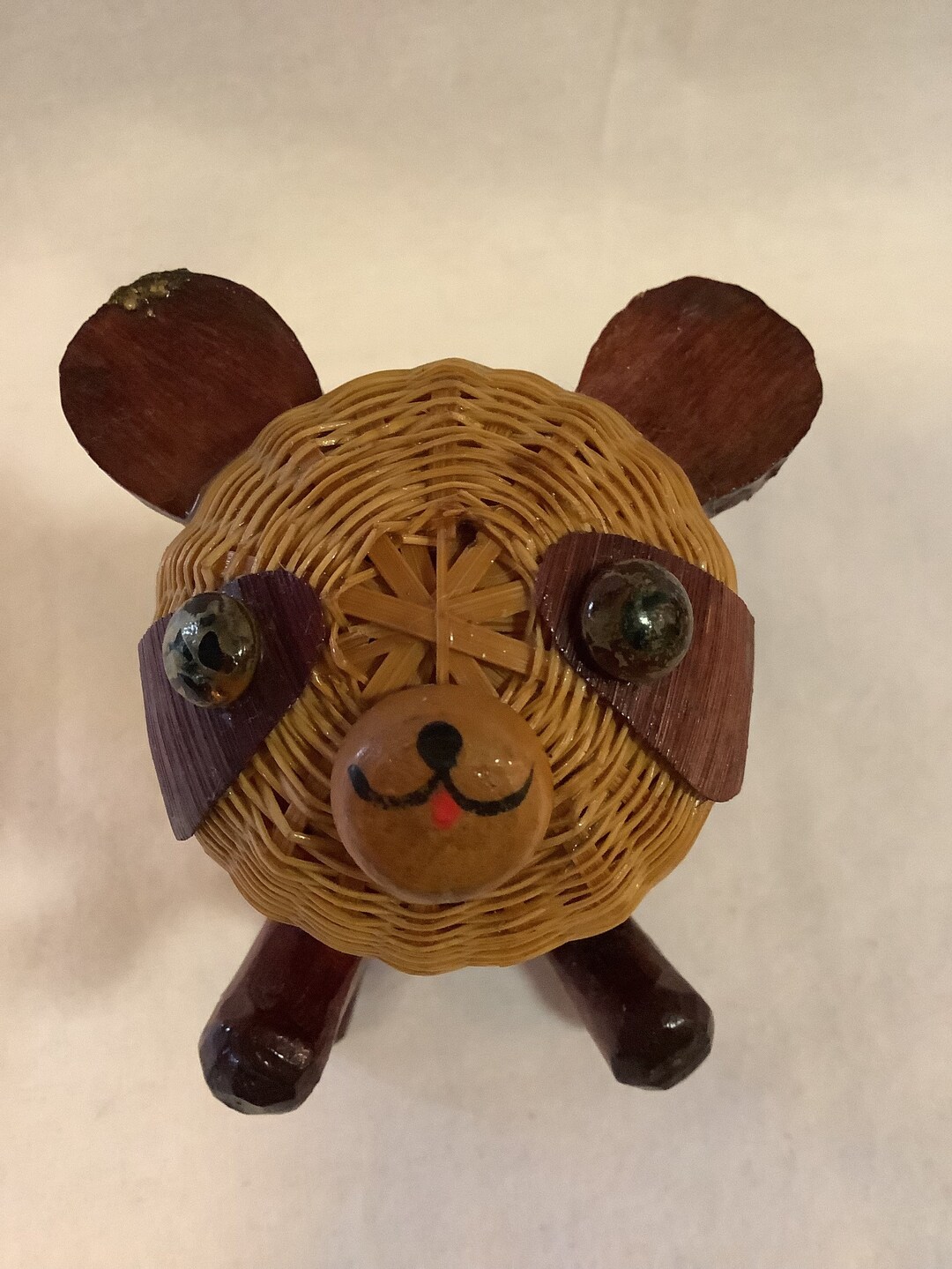 Vintage Panda Bear Wicker Basket, Rattan, Bear - Etsy
