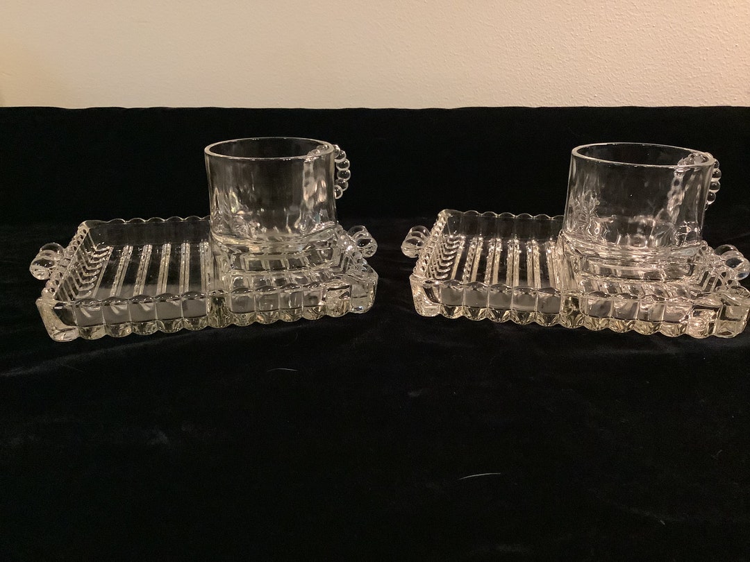 Imperial Glass Candlewick Pattern Snack and Sip Tray, Small, Set of 2 ...