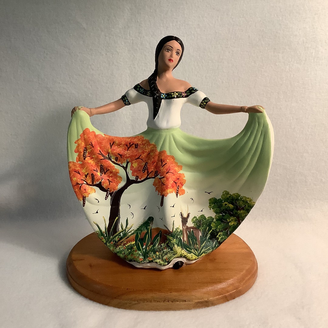 Spanish Lady Figurine With Full Skirt, Hand Painted, Ceramic Lady - Etsy