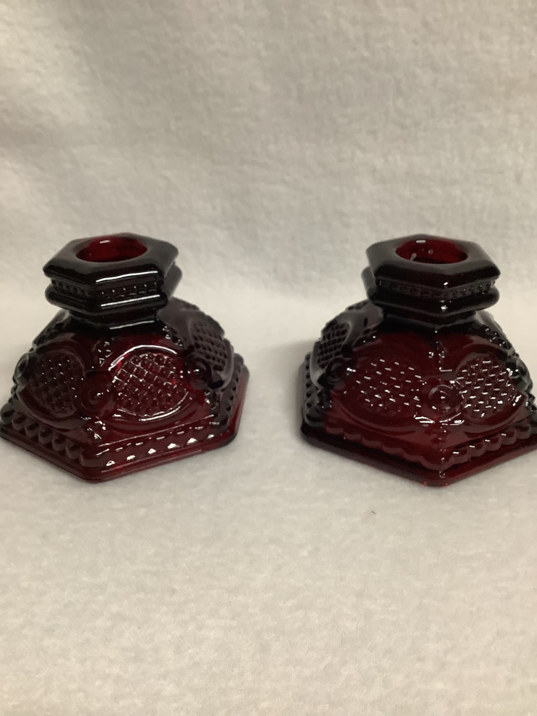 Avon Cape Cod Candlestick Holders, Ruby Red - Etsy