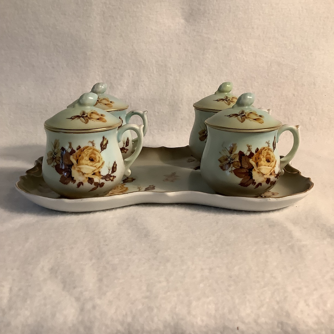 Sevres Porcelain Style, False Mark, Pots De Crème, Chocolate Pots, With ...