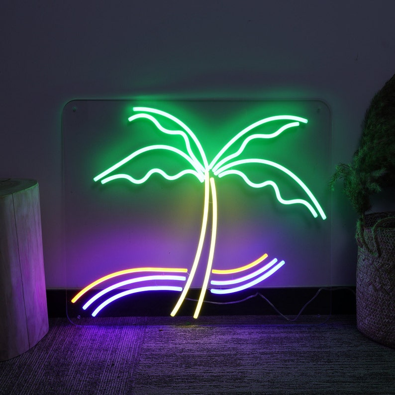 Palm Tree Neon Signs Custom Made Tree LED Neon Lights Wall Art - Etsy
