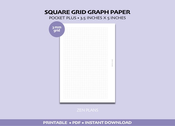 POCKET PLUS Printable Square Grid Graph Paper Planner | Etsy