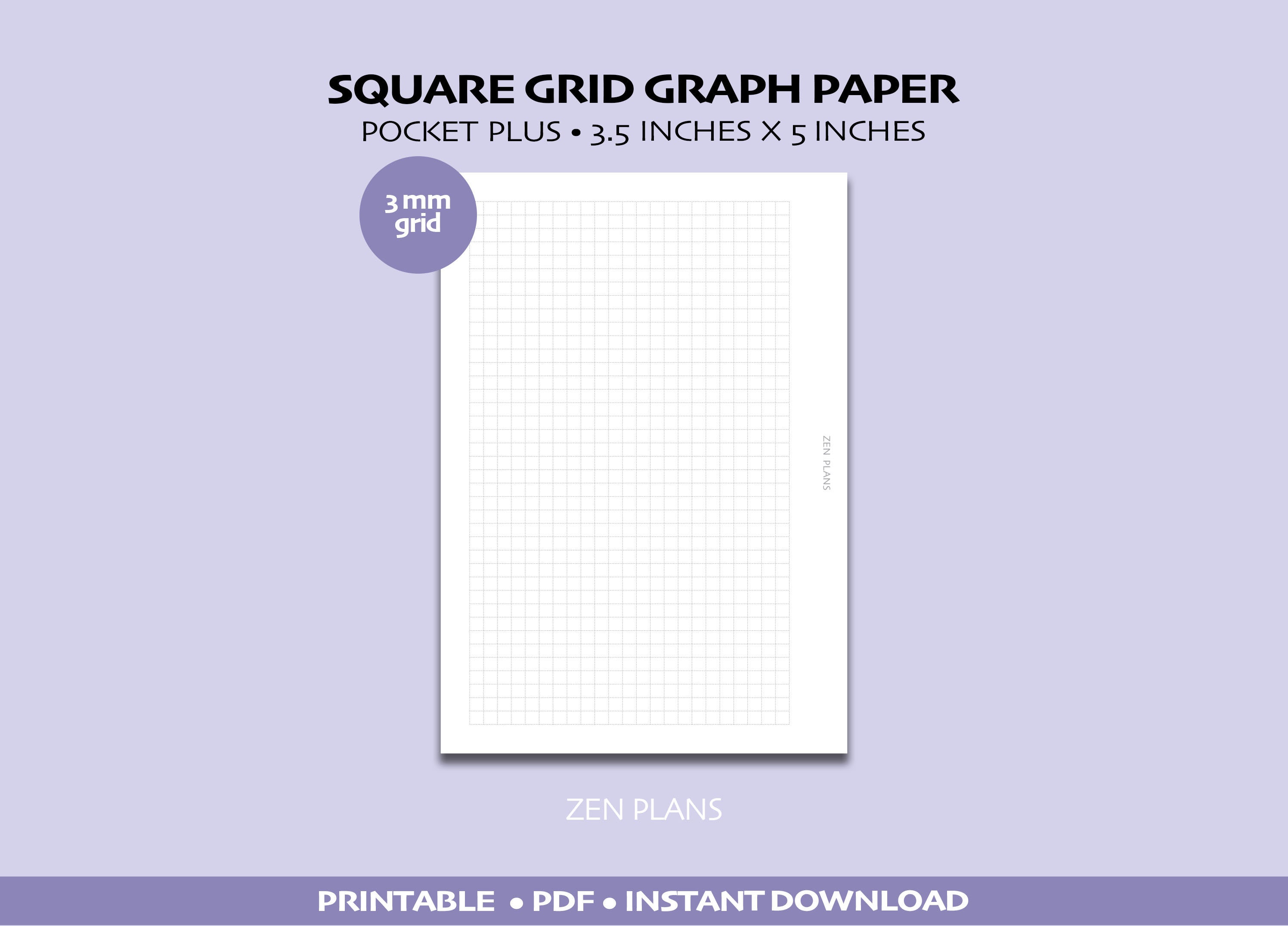POCKET PLUS Printable Square Grid Graph Paper | Planner Inserts ...
