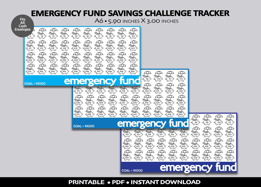Printable Emergency Fund Savings Tracker for A6 Cash Binder | Savings ...