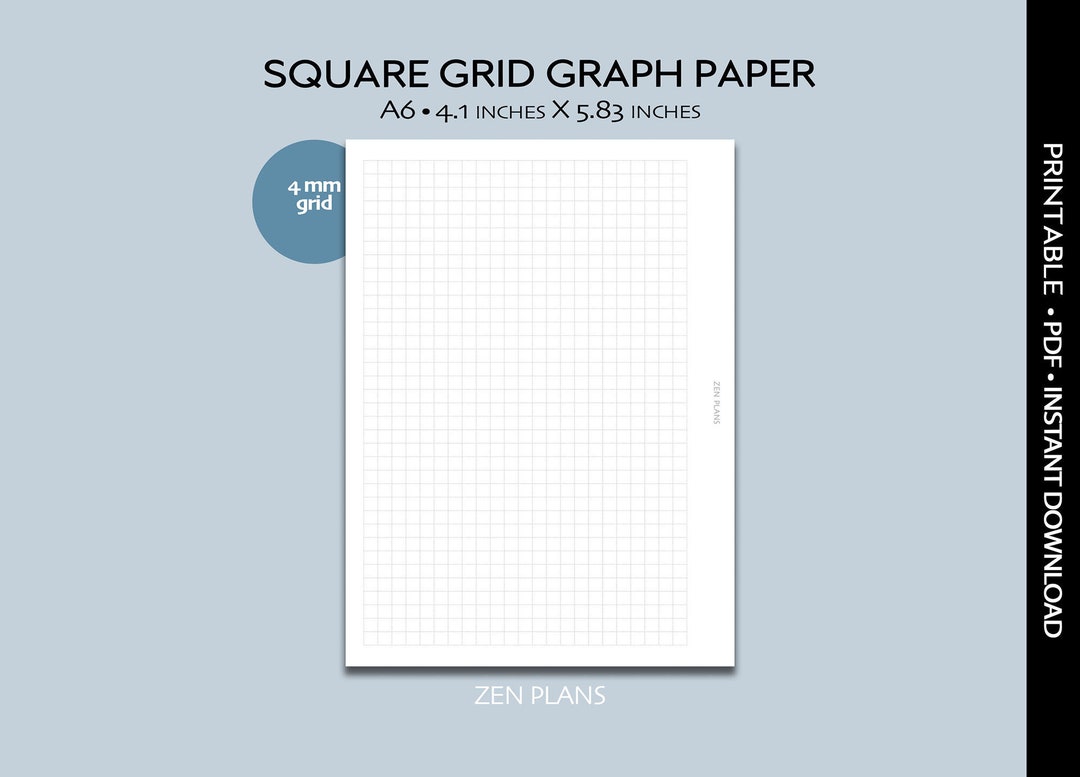 Study Note Graph Paper 4mm Square Grid Filler A6 Printable - Etsy