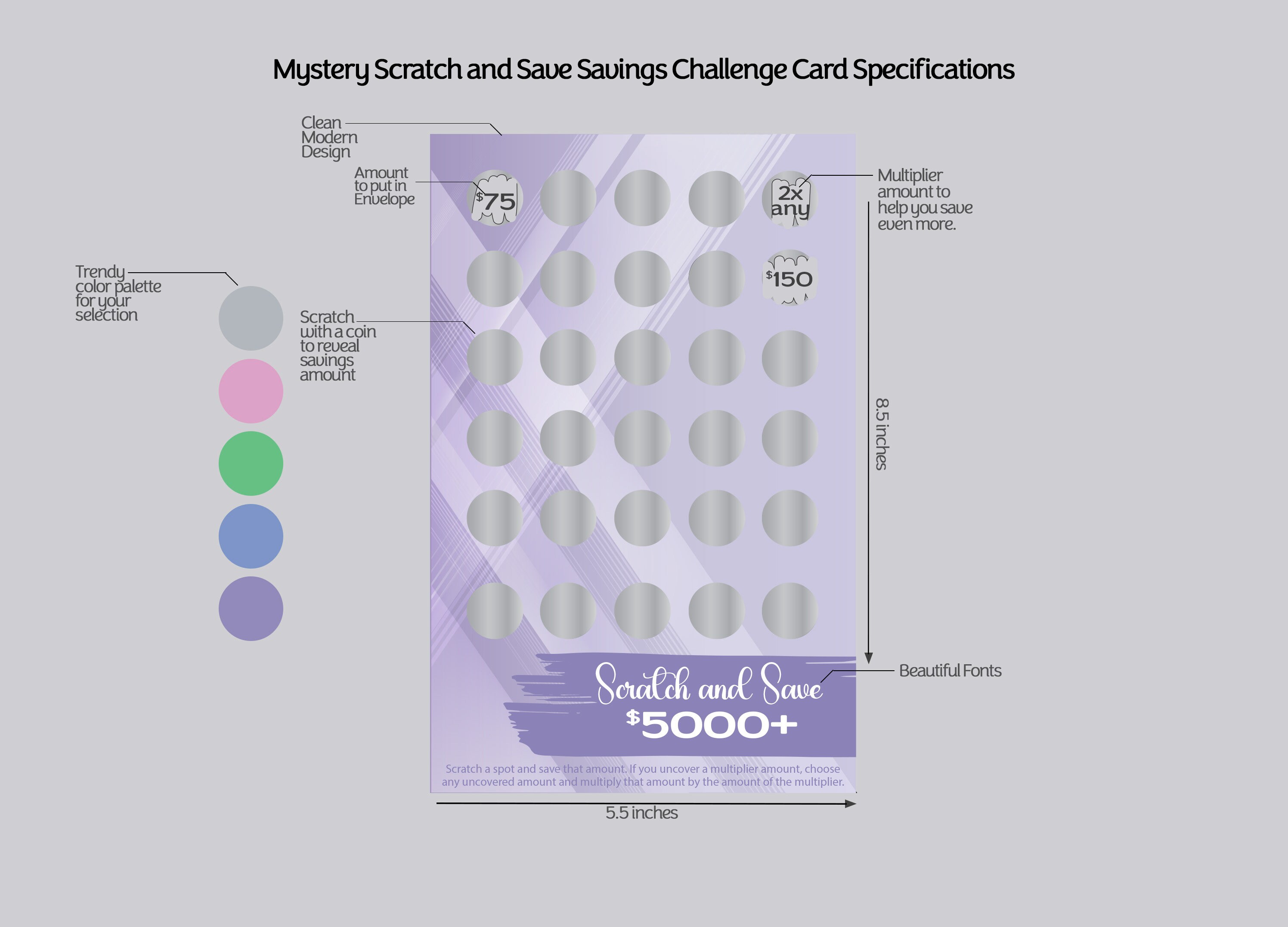 Mystery Scratch off Savings Challenge Card | Scratch and Save Saving ...