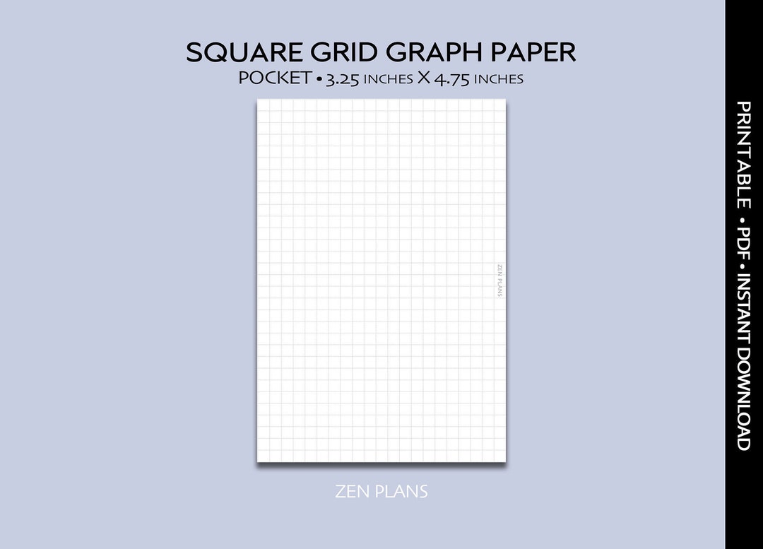 POCKET Printable Square Grid Graph Paper Planner Inserts Instant ...