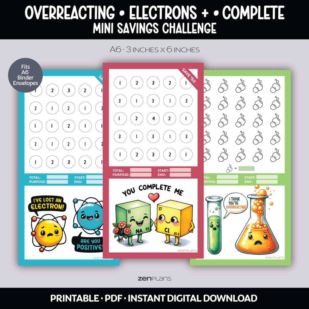 Mini Savings Challenge Printable PDF | Chemistry Overreacting Complete ...