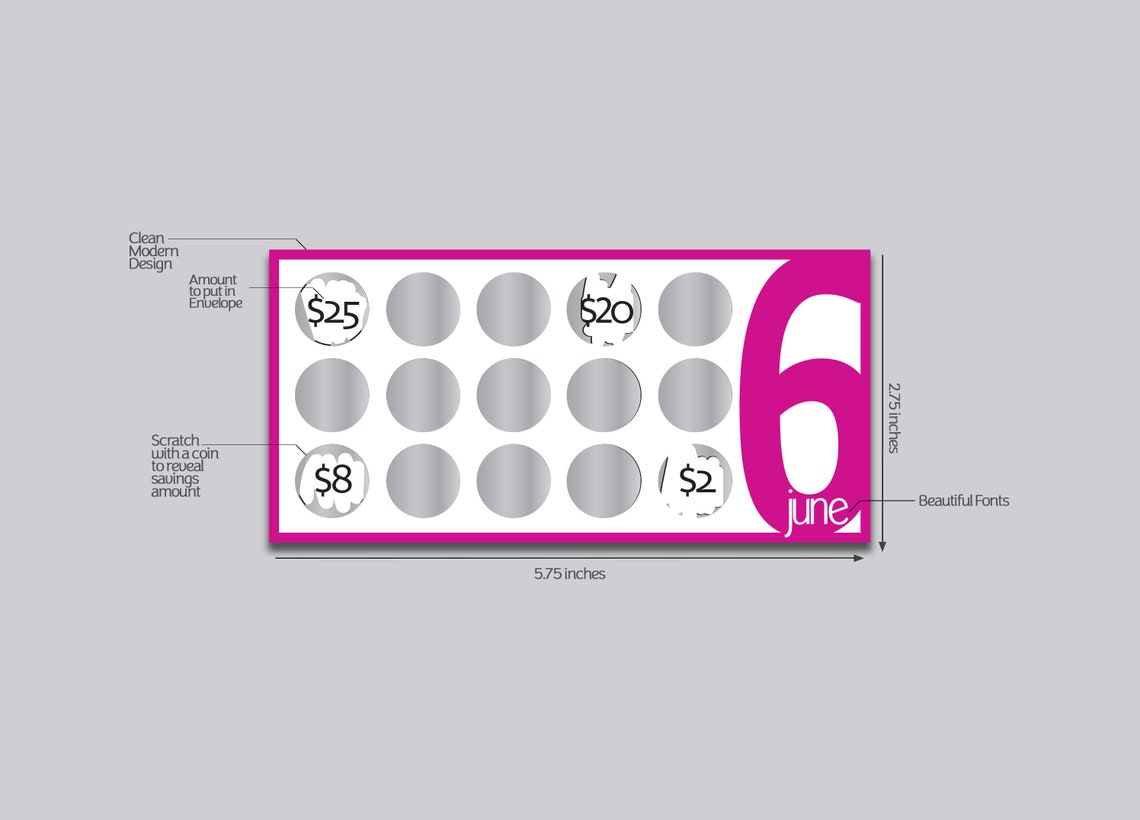 Scratch off Monthly Savings Challenge A6 Cash Binder Scratch - Etsy