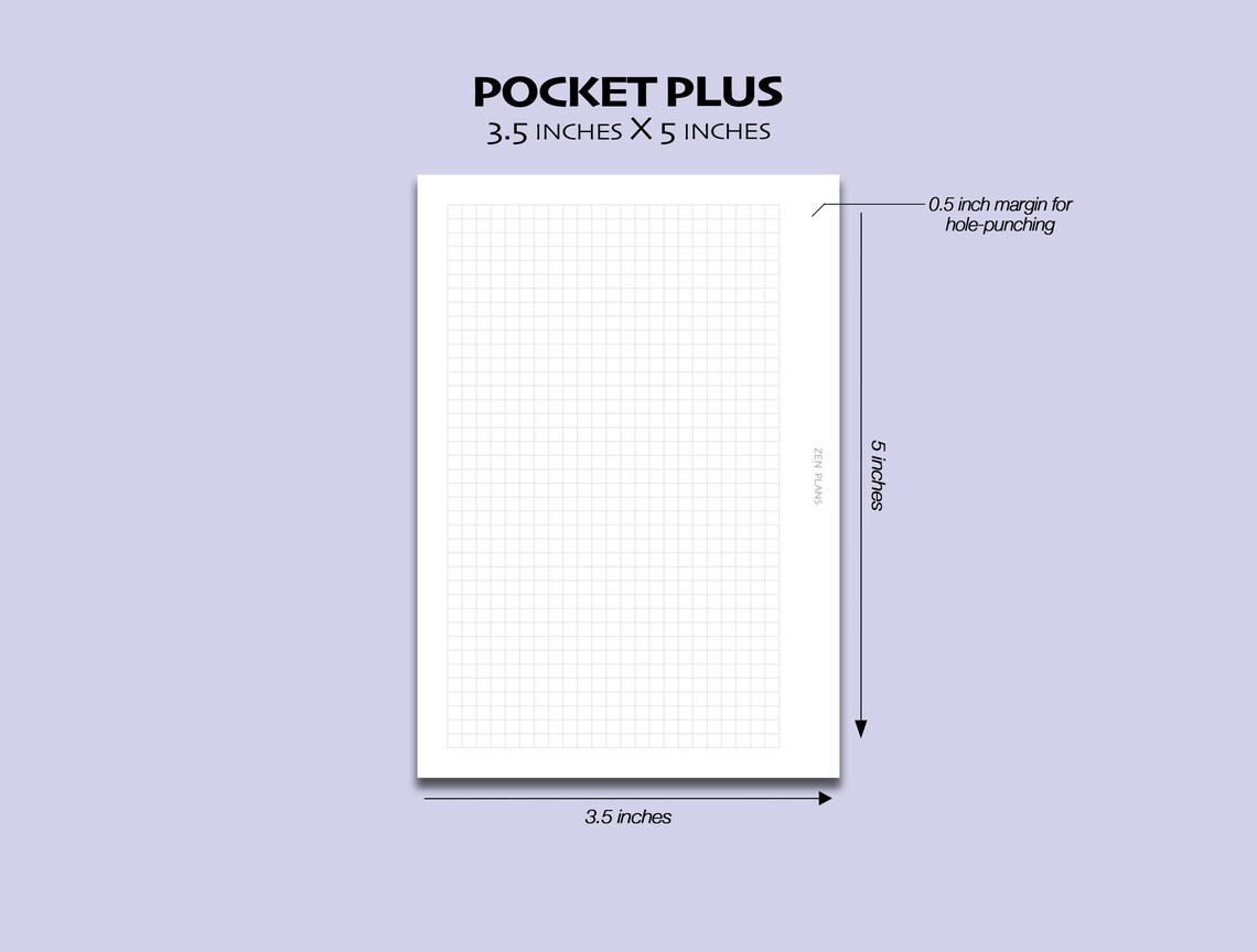 POCKET PLUS Printable Square Grid Graph Paper | Planner Inserts ...