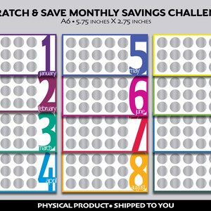 Scratch off Monthly Savings Challenge A6 Cash Binder | Scratch and Save ...