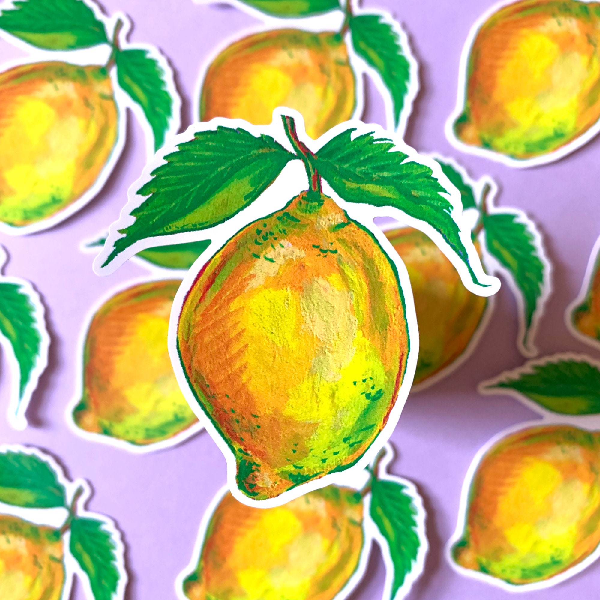 Painted Lemon Sticker Vinyl Sticker Original Art Sticker | Etsy