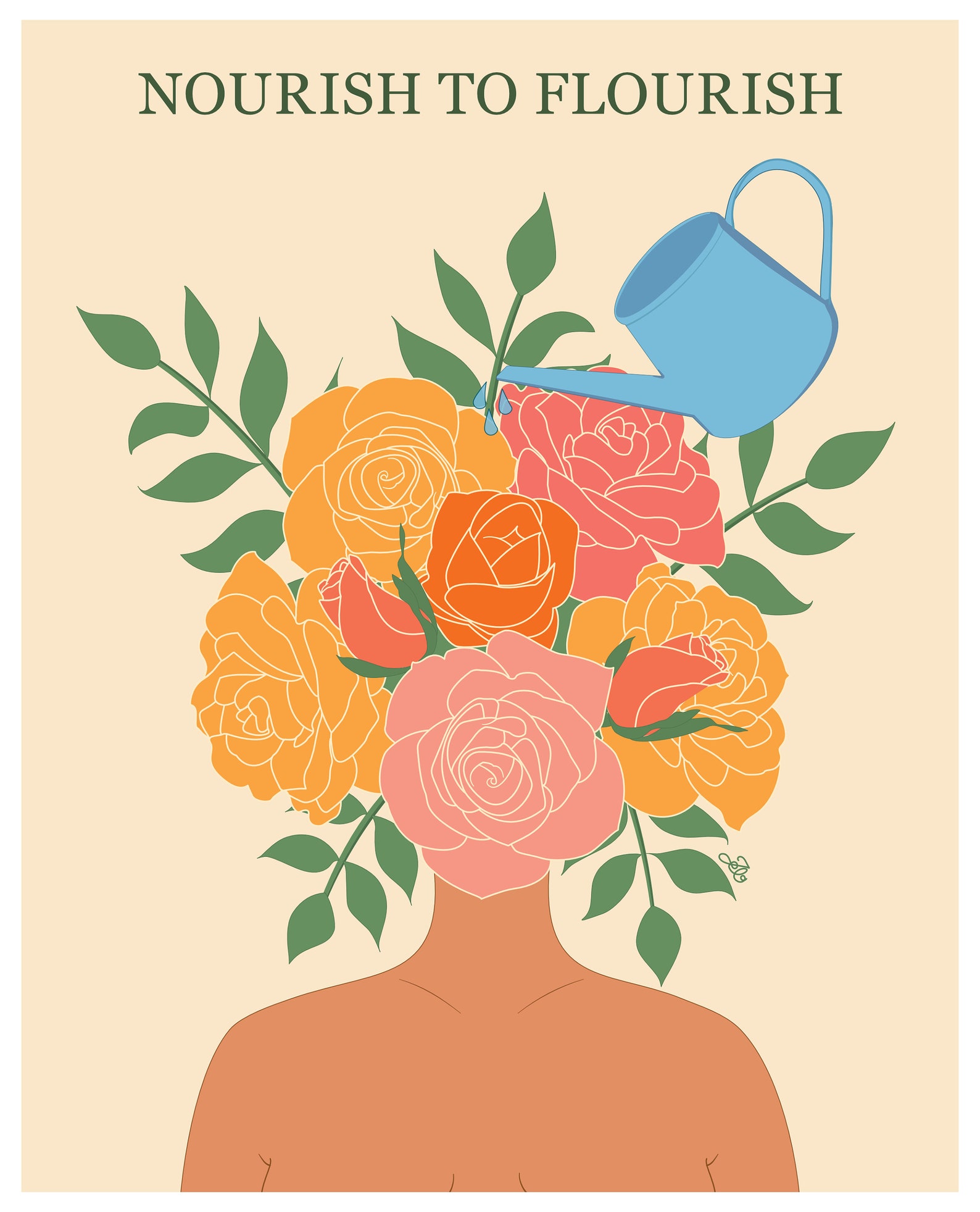 Nourish to Flourish Quote Wall Art Self Care Self Love Poster | Etsy