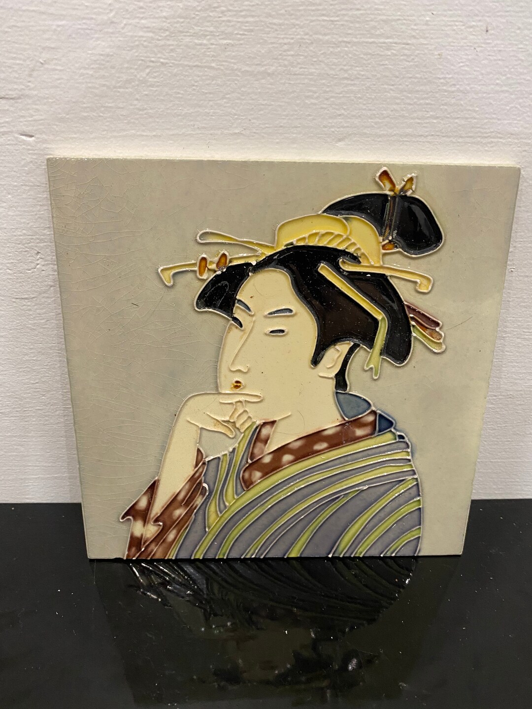 Japanese Geisha Ceramic Wall Tile - Etsy