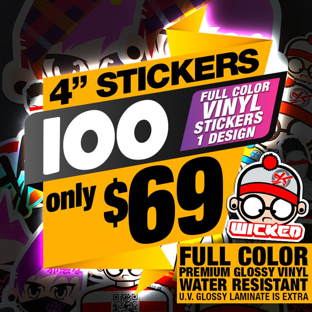 Custom 4" Stickers 100 | Full Color | Glossy Vinyl Adhesive | Djs ...