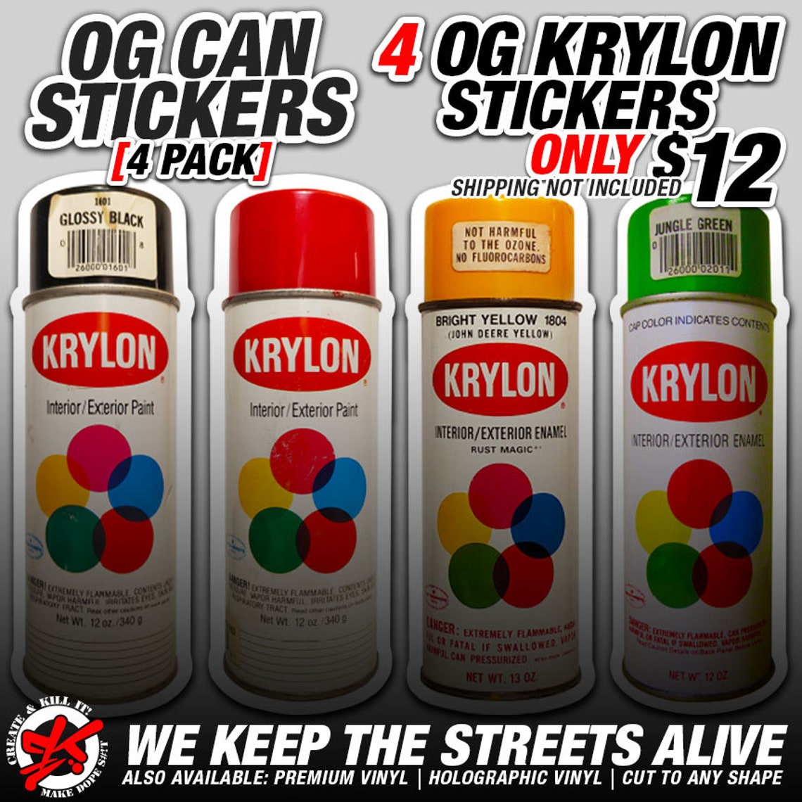 Krylon OG Spray Paint Can Sticker Pack | Graffiti | Stickers | Art ...