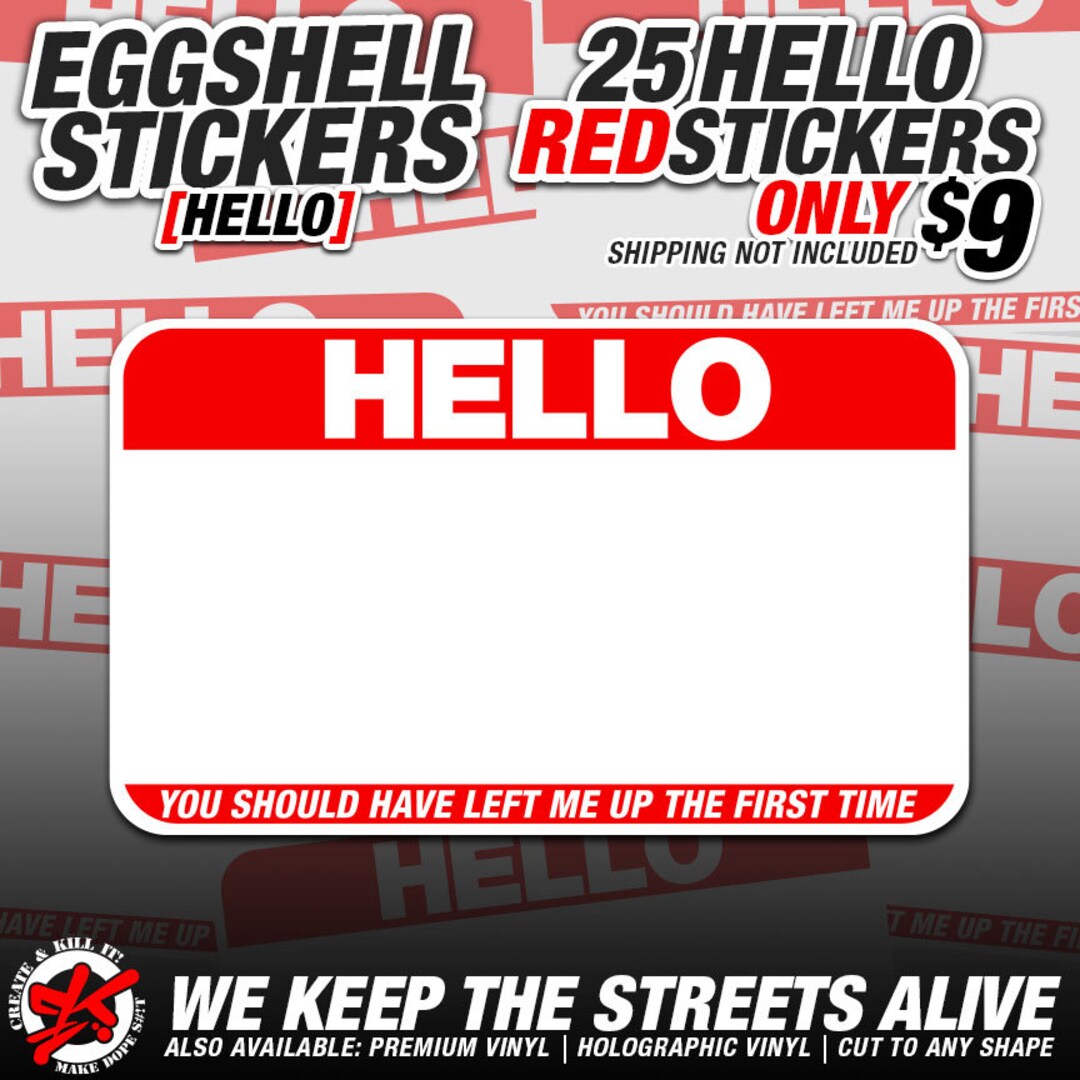 Hello Eggshell Stickers Red Gray Graffiti Art Slaps - Etsy