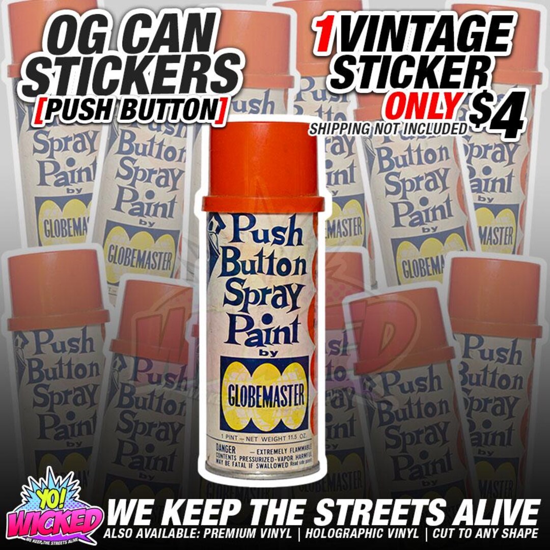 Globemaster Push Button Spray Paint Can Sticker | Vinyl Sticker ...
