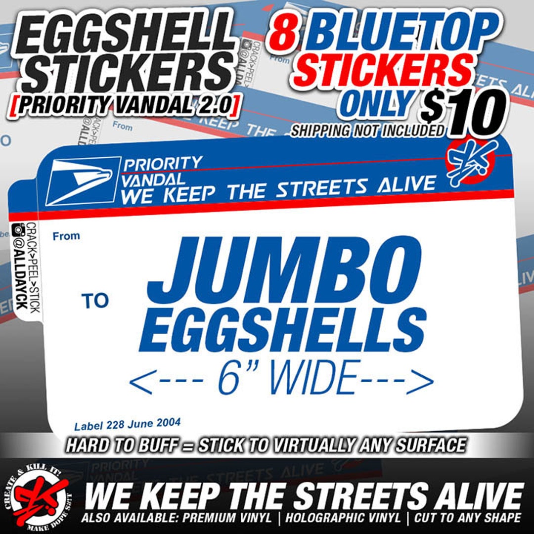 Priority Vandal Jumbo Eggshell Stickers | Blue Top | Graffiti | Art ...