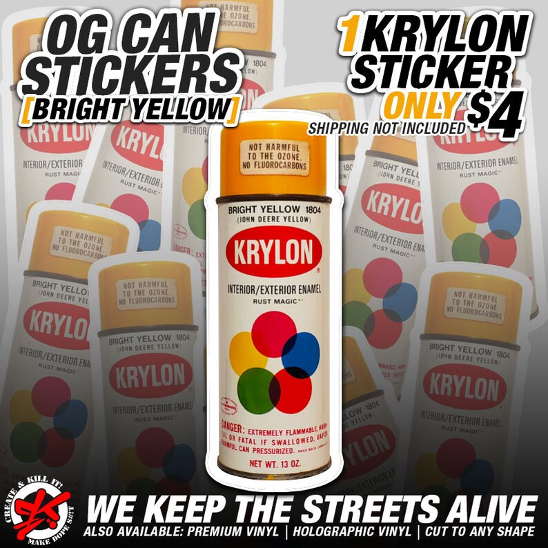 Krylon Vintage Bright Yellow Spray Paint Can Sticker Vinyl - Etsy