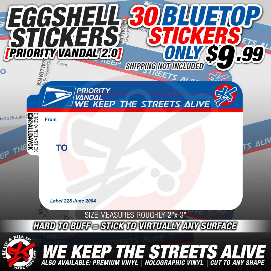 Priority Vandal Eggshell Stickers | Blue Top | Graffiti | Art | Slaps ...