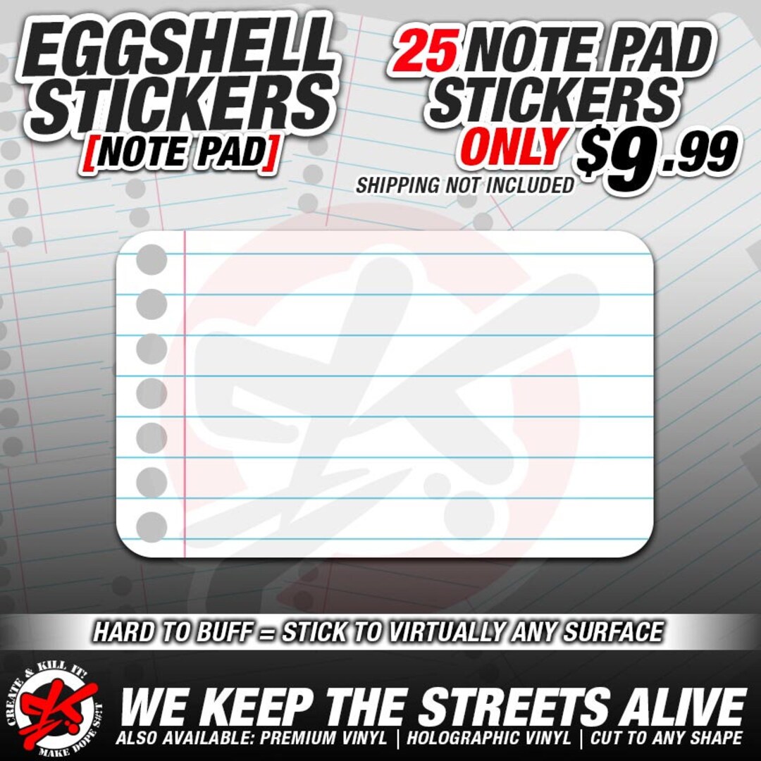 Notepad Eggshell Stickers | Tamper Proof | Graffiti | Art | Street ...