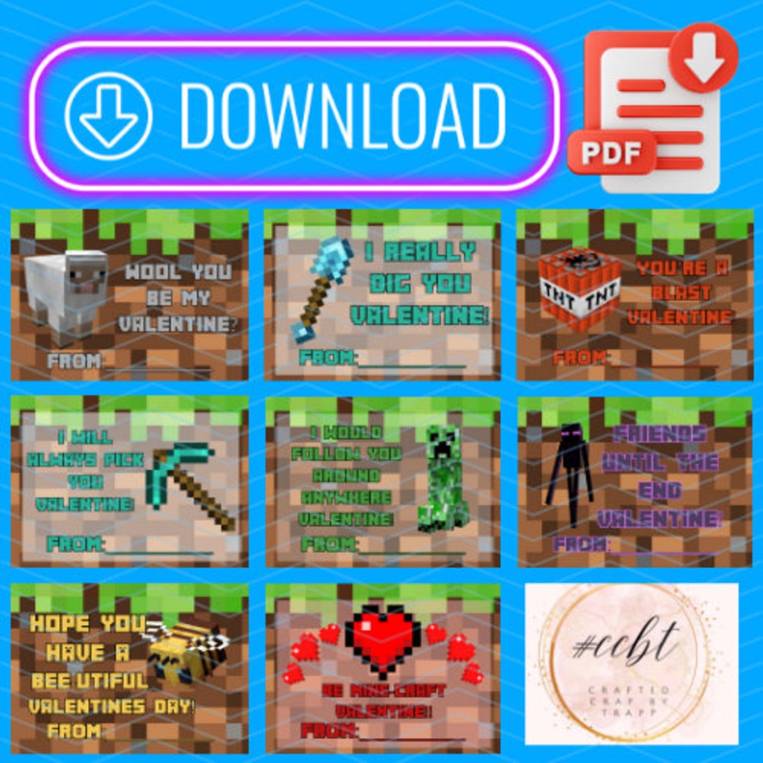 Minecraft Valentines Printable, Print-at-home Valentines, Gamer ...