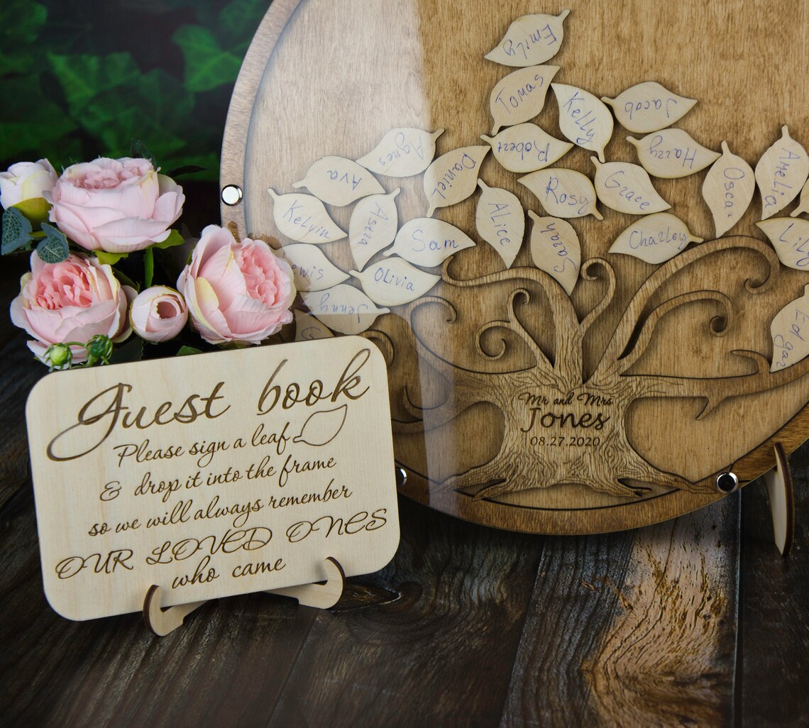 Fall Wedding Guest Book Alternative Personalized Fall Wedding Tree Drop ...