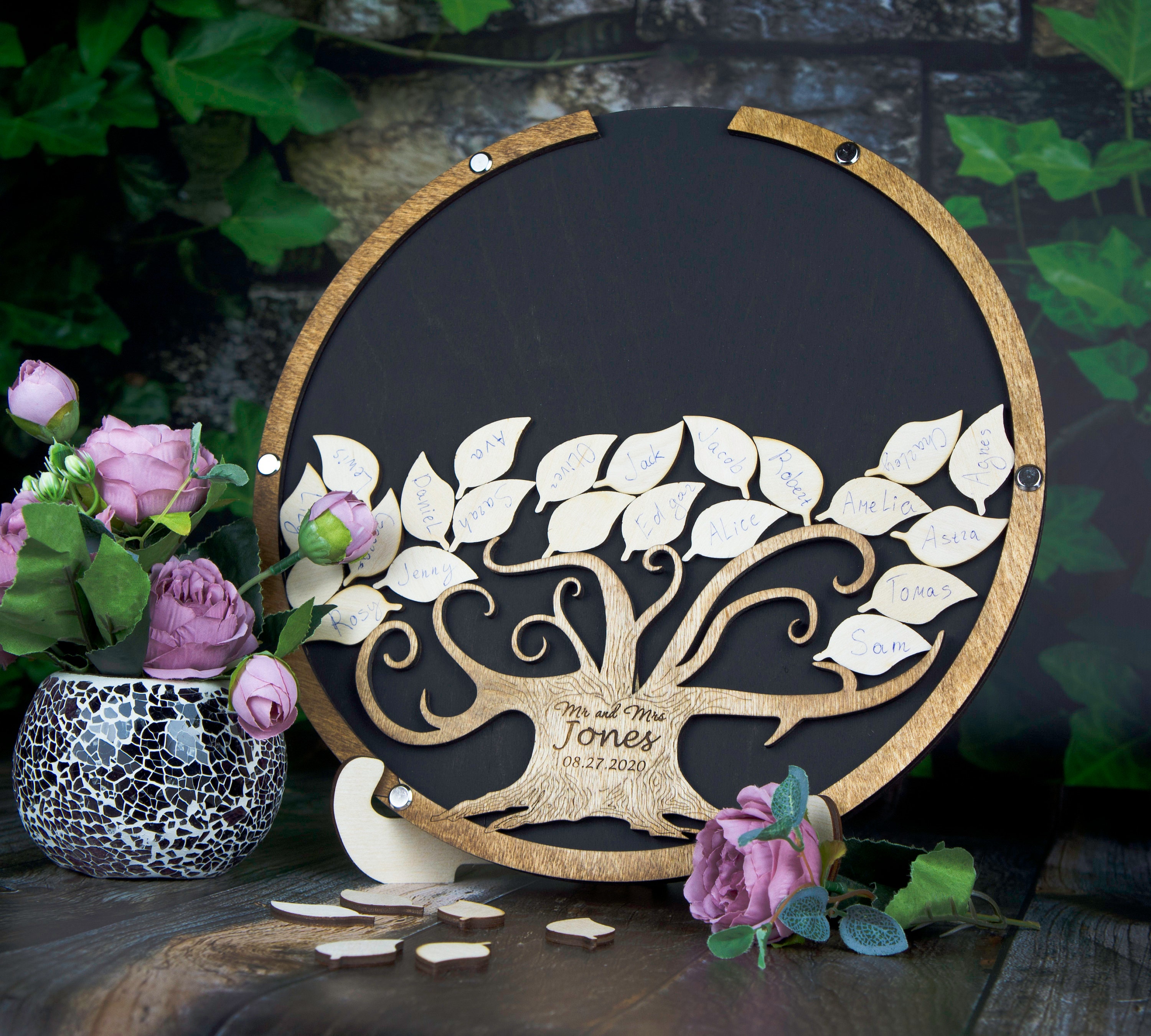 Fall Wedding Guest Book Alternative Personalized Fall Wedding Tree Drop ...
