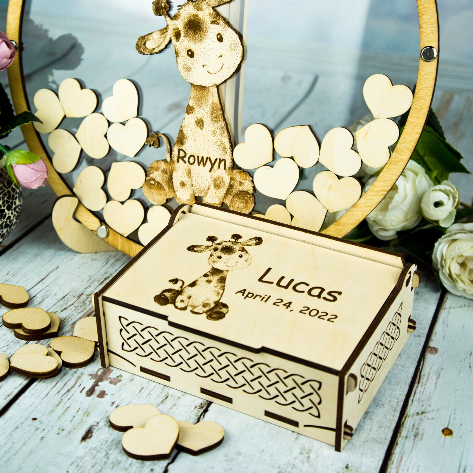 Baby Shower Guest Book Teddy Bear Baby Drop Box Birthday Guestbook Sign ...