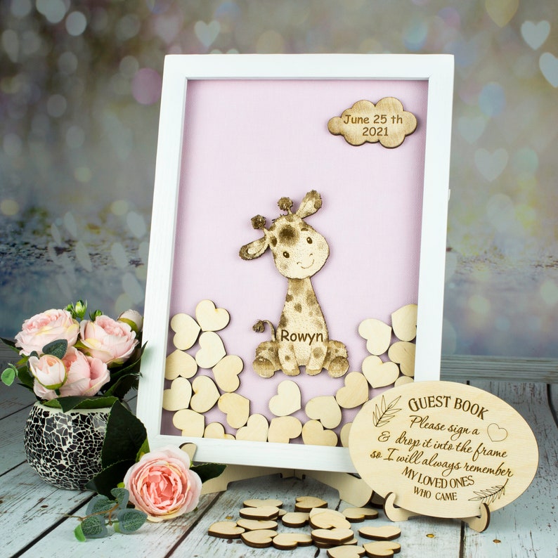 Baby Shower Guestbook Giraffe Baby Guest Book Drop Box Birthday ...