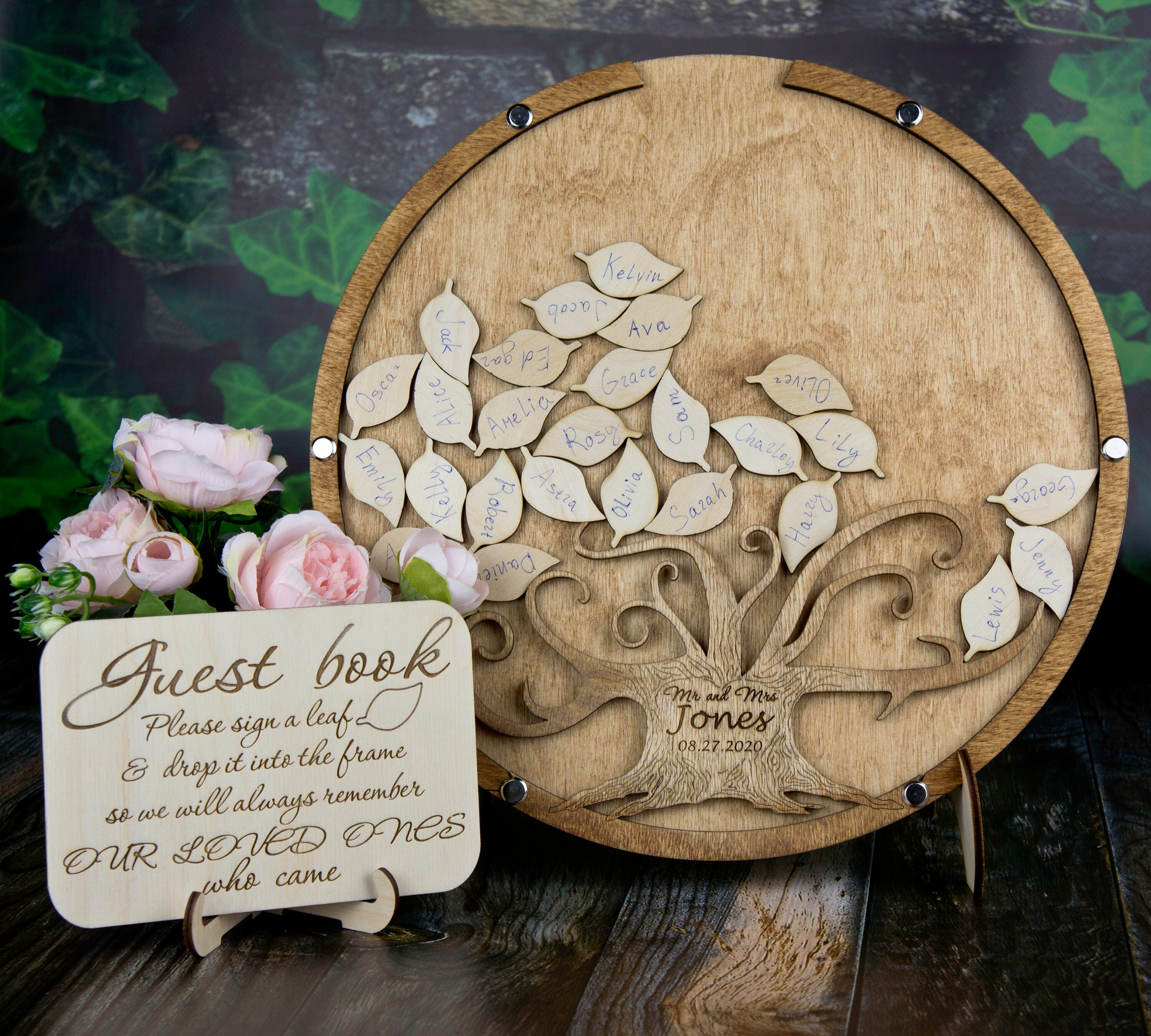 Fall Wedding Guest Book Alternative Personalized Fall Wedding Tree Drop ...