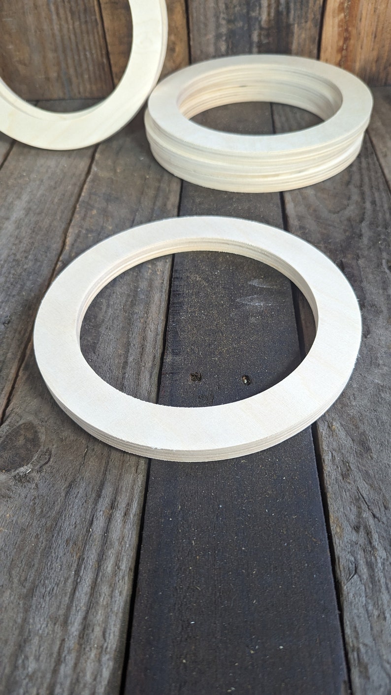 8" Baltic Birch Wood Donut Ring, 6" Center Hole, Unfinished Craft ...