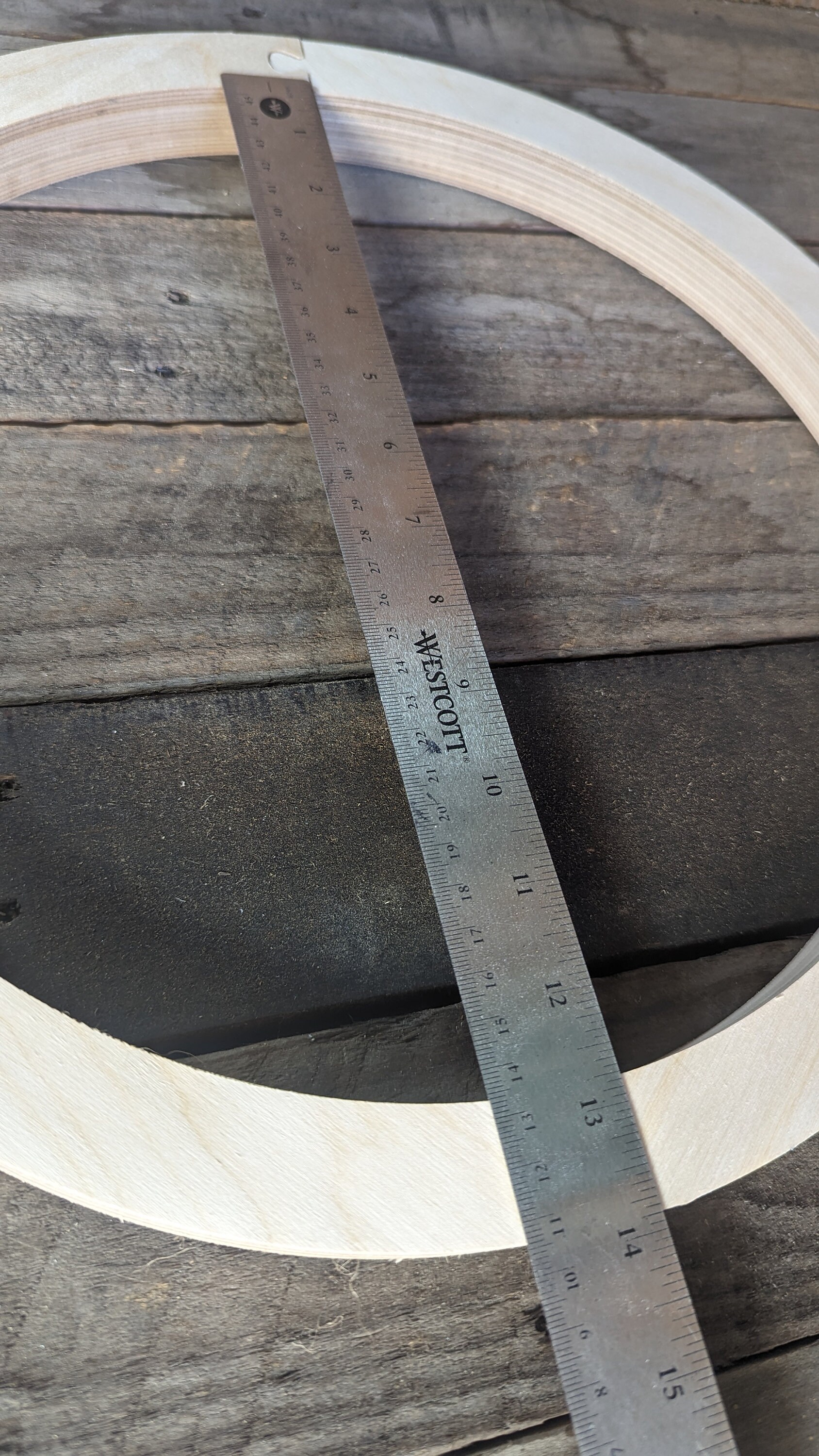 15" Baltic Birch Donut Ring, 12.75" Center Hole, Unfinished Wood Circle ...