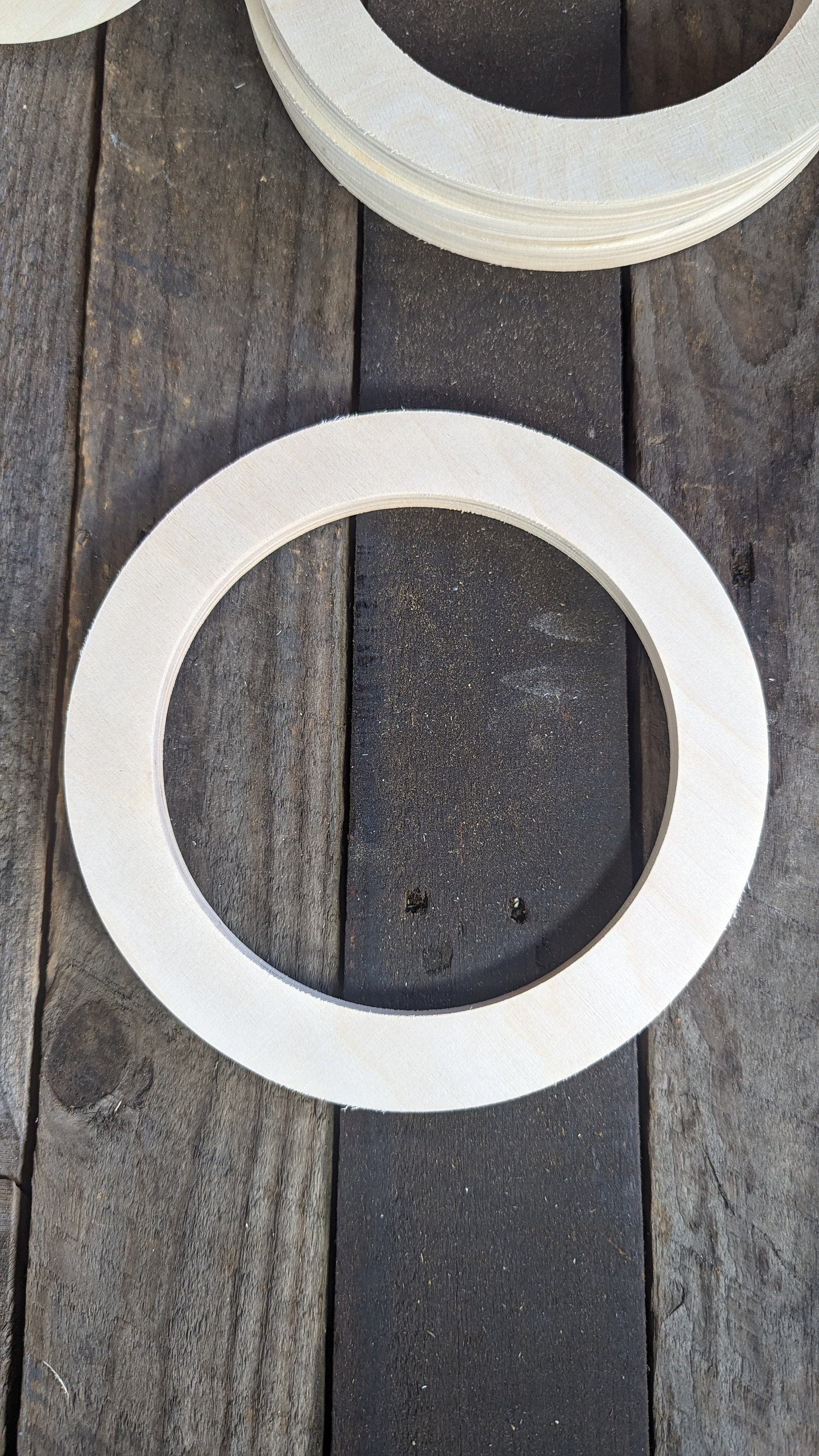 8" Baltic Birch Wood Donut Ring, 6" Center Hole, Unfinished Craft ...