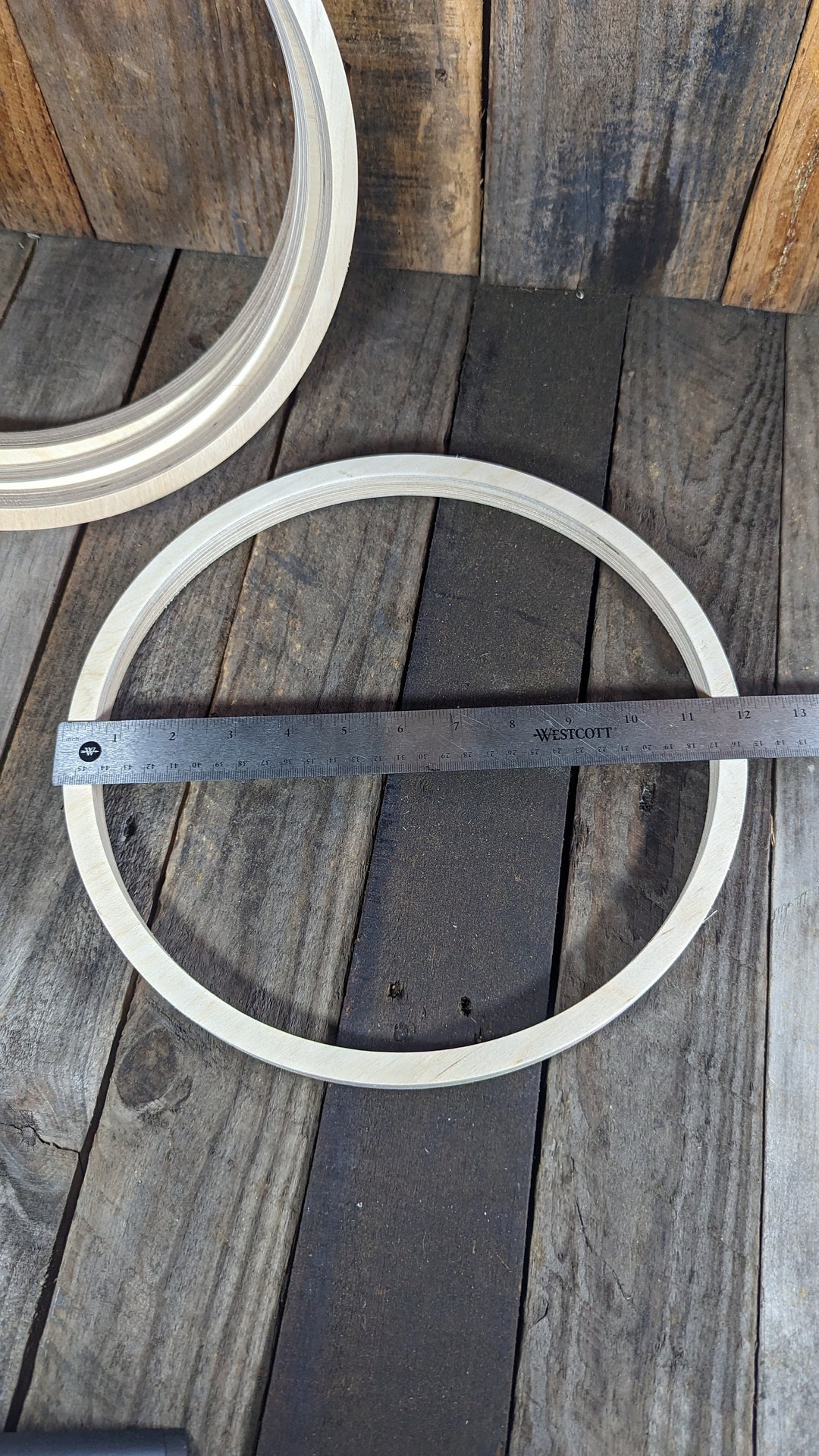 12" Baltic Birch Wood Circle Ring, 11" Center Hole, Unfinished Craft ...