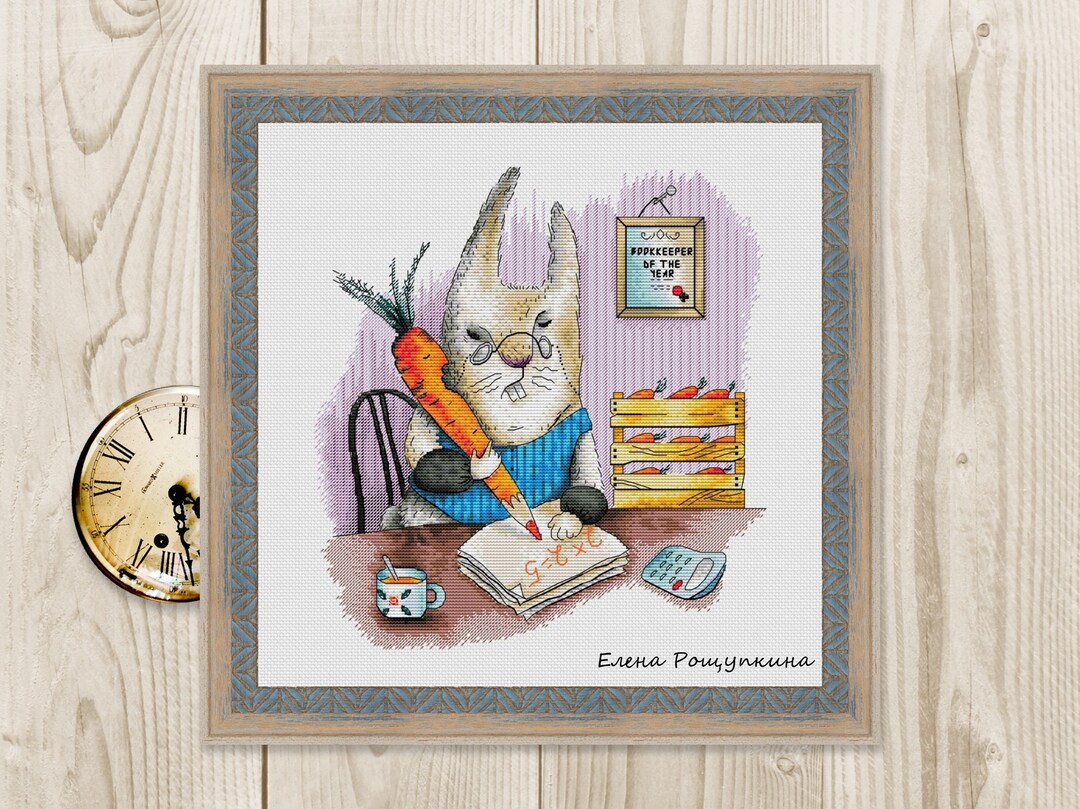 Cross Stitch Pattern Rabbit Hare Accountant Accounting Carrot Funny ...